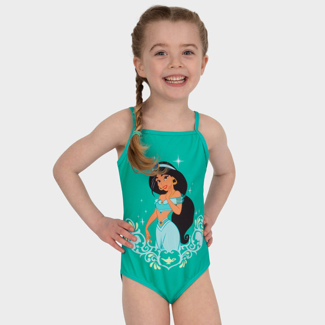 Disney Girls Swimsuit | Princess Jasmine Swimming Costume | Green ...