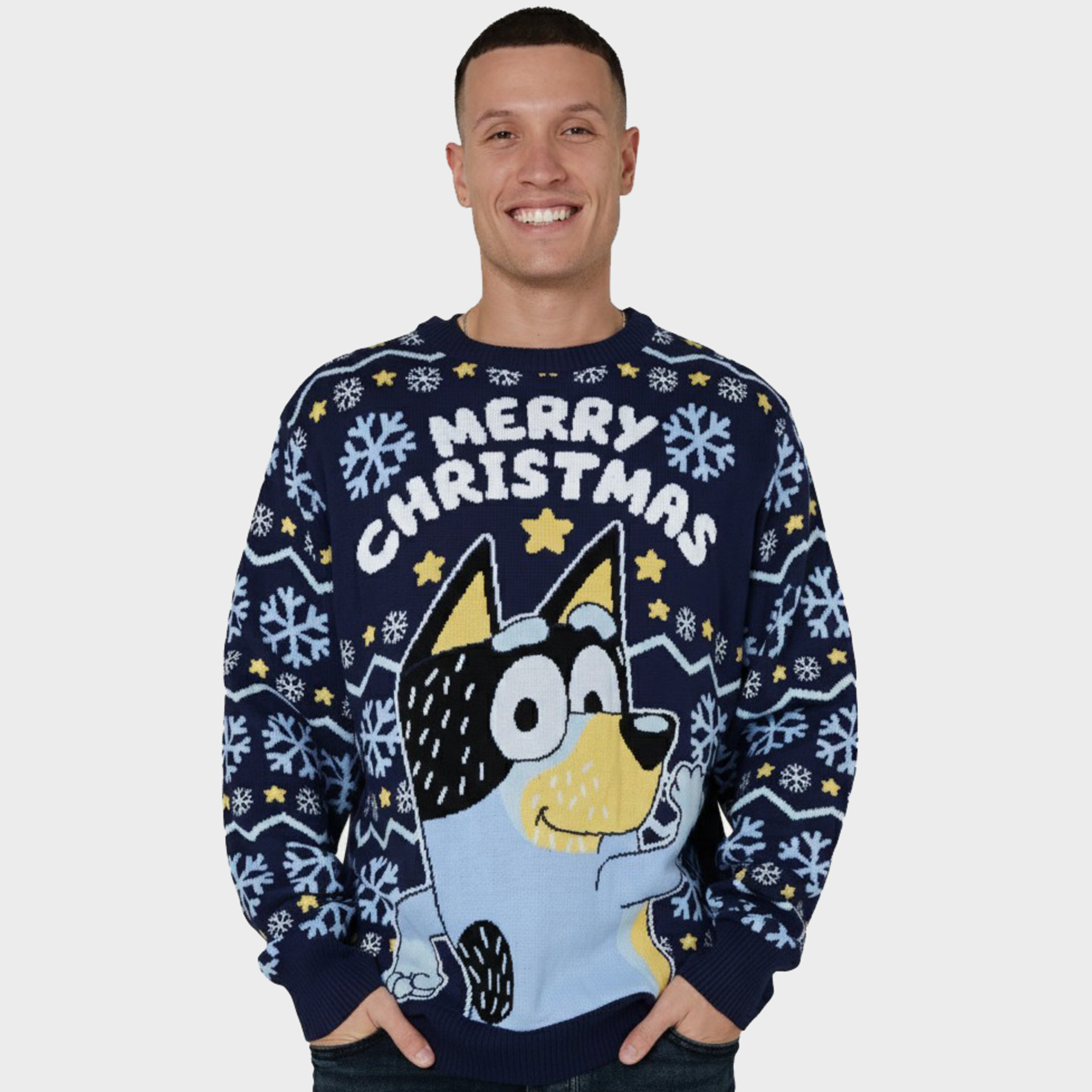Bluey Mens Christmas Jumper | Bandit Knitted Sweater | Mens Pullover ...
