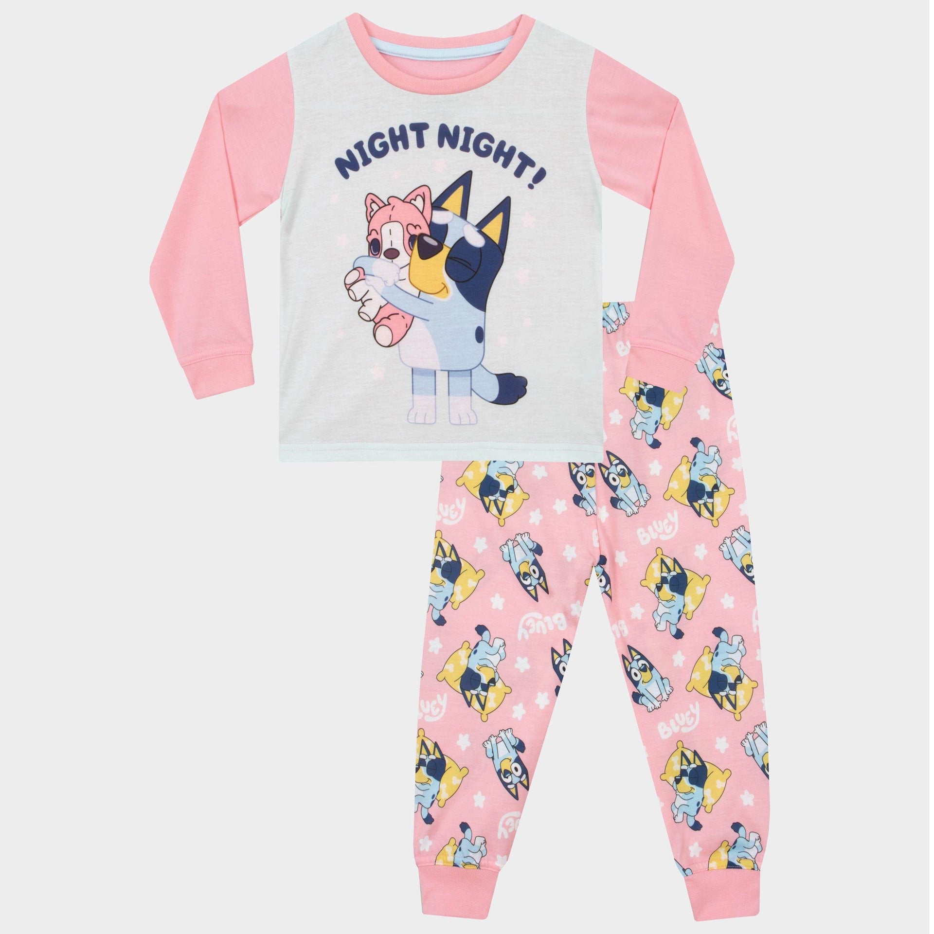 Bluey Girls Pyjamas | Long Sleeve PJs | Bluey & Bingo | Pink ...
