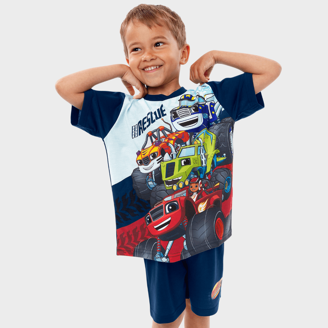 Blaze & The Monster Machines Boys Short Pyjamas | Kids Pyjamas | Blue ...
