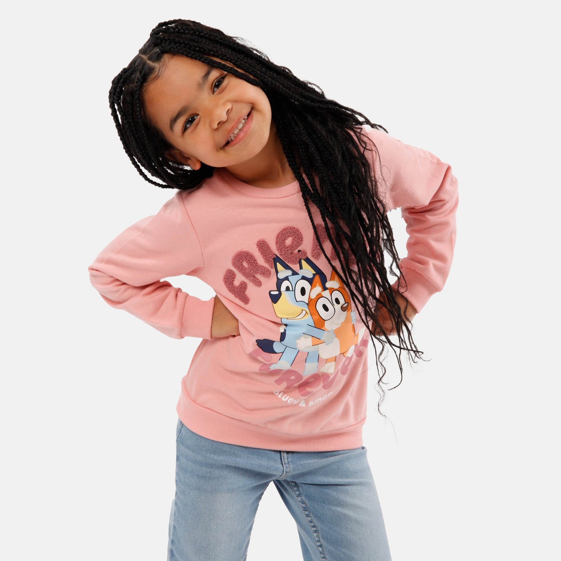 Bluey Girls Sweatshirt | 100% Cotton | Embroidered Design | Pink Jumper ...