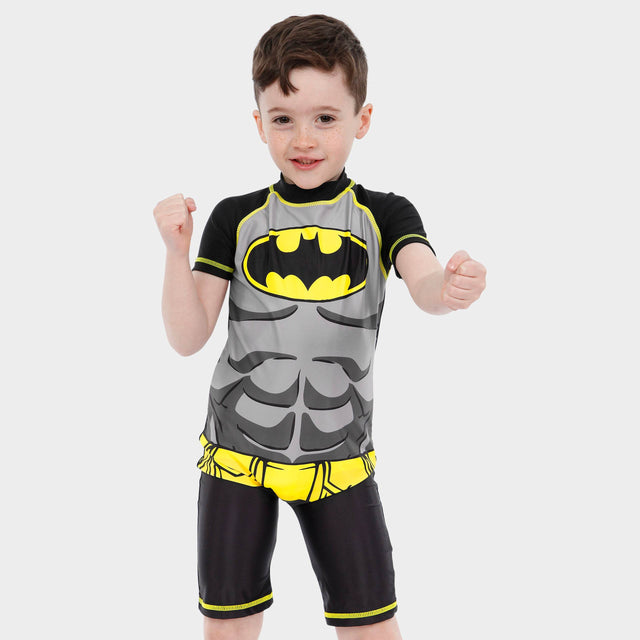 Batman Boys Surfsuit | DC Kids Swimming Costume | Black/Grey ...