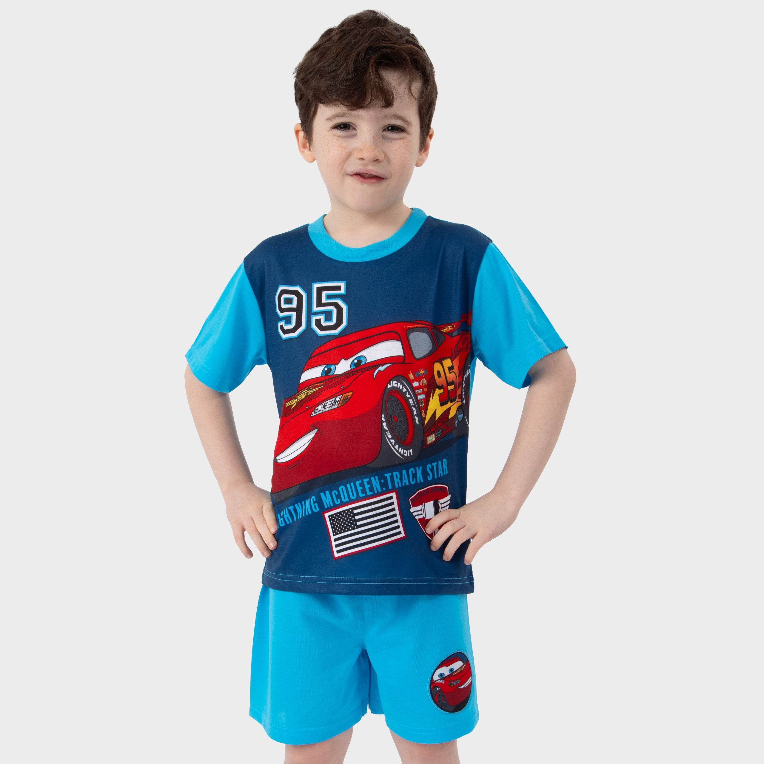 Disney Cars Boys Pyjamas | Lightning McQueen Short Pyjamas | Blue ...