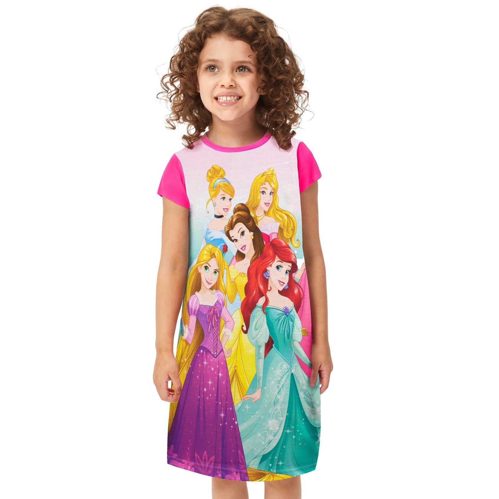 Disney Princess Girls Nightdress | Rapunzel, Ariel, Cinderella | Pink ...