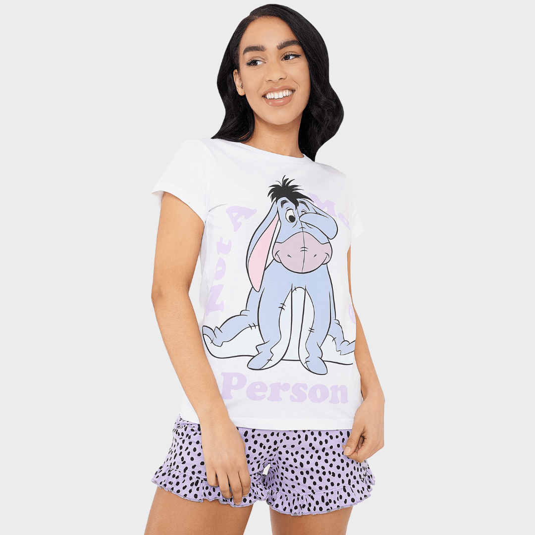 Disney Eeyore Womens Short PJs | 100% Cotton | White – Character.com