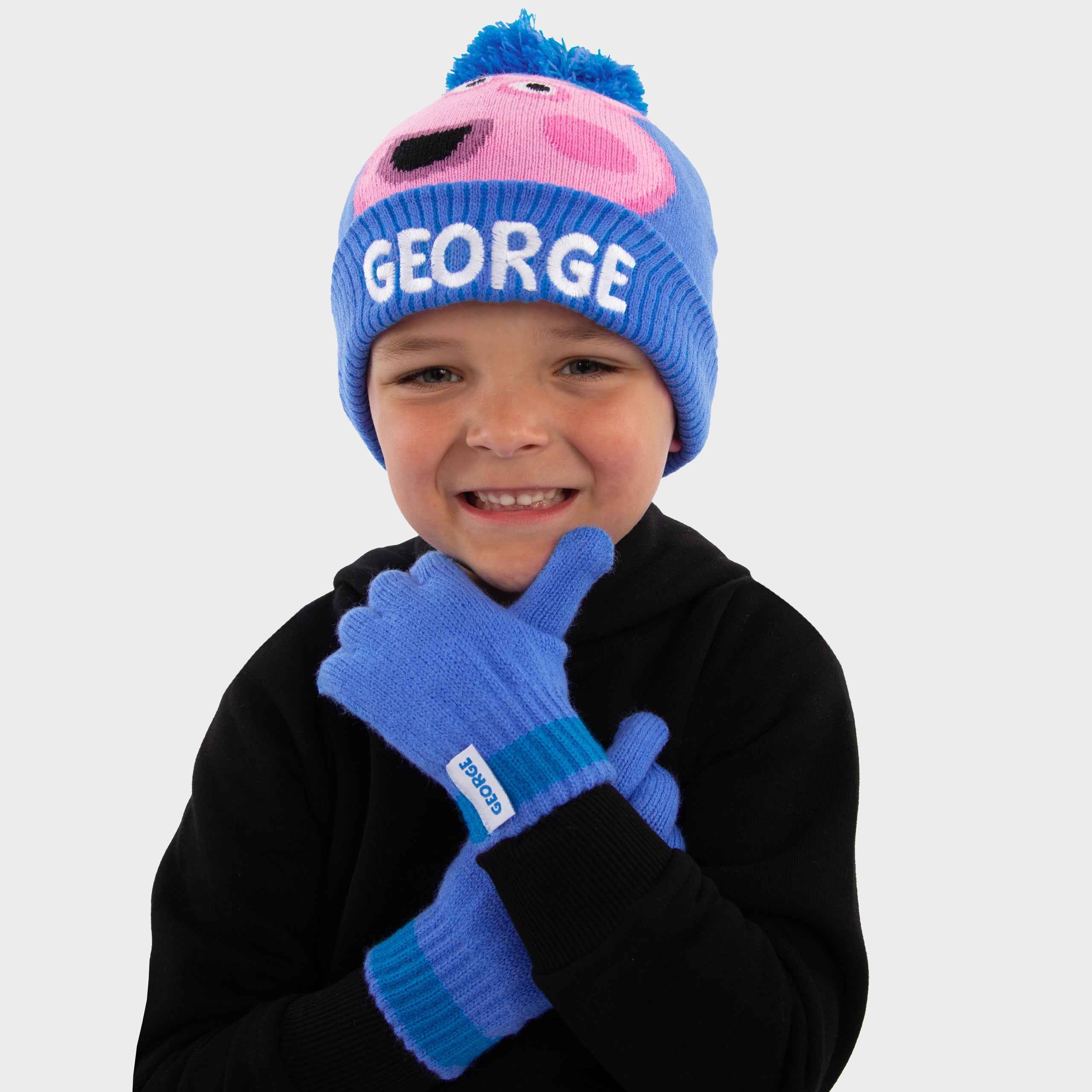 George Pig Hat And Gloves Set | Peppa Pig Bobble Hat | George Pig ...