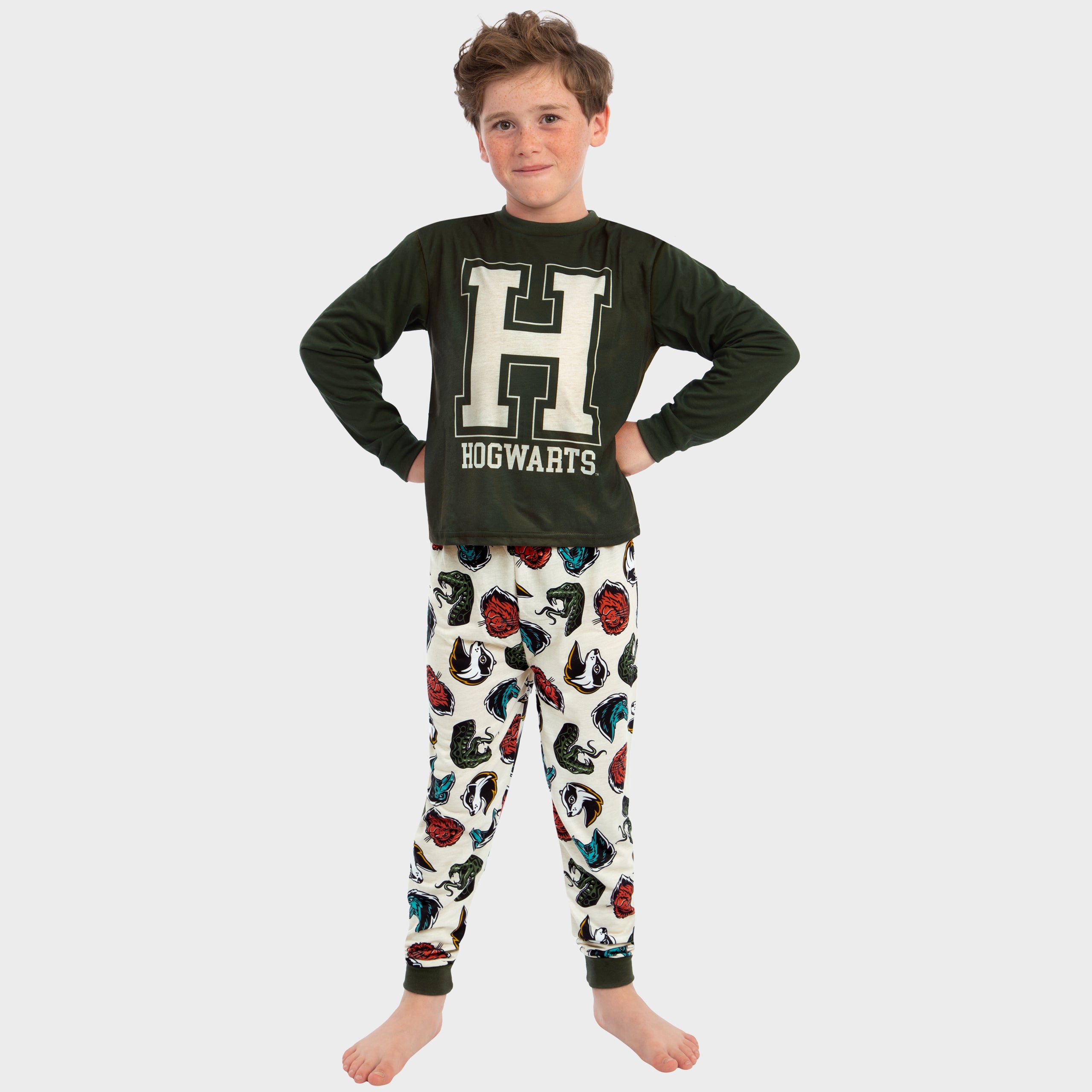 Harry Potter Pyjamas | Boys Hogwarts Pyjama Set | Boys PJs | Green ...