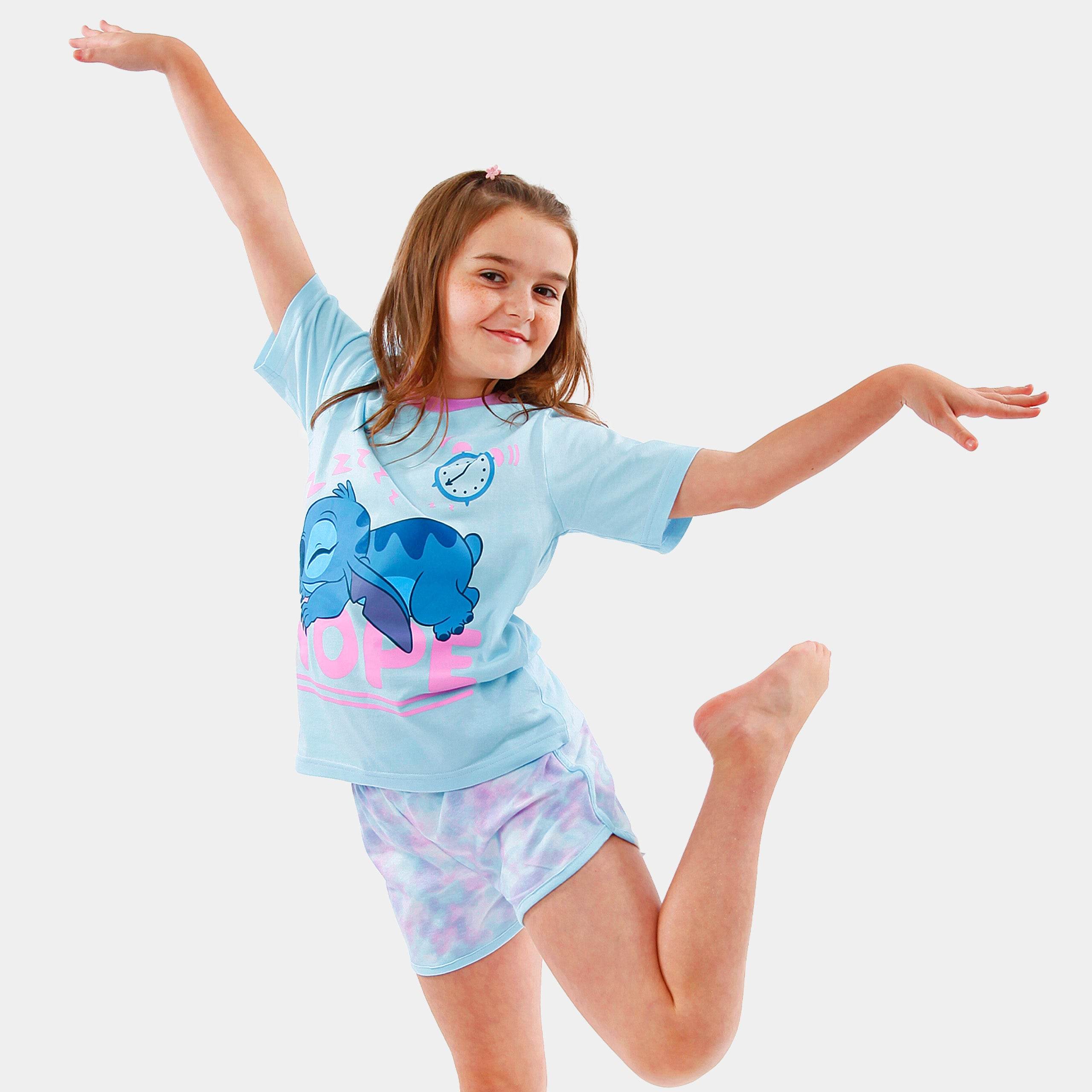 Stitch Girls Short PJs | 100% Cotton | Tie Dye | Disney Lilo Pyjamas ...
