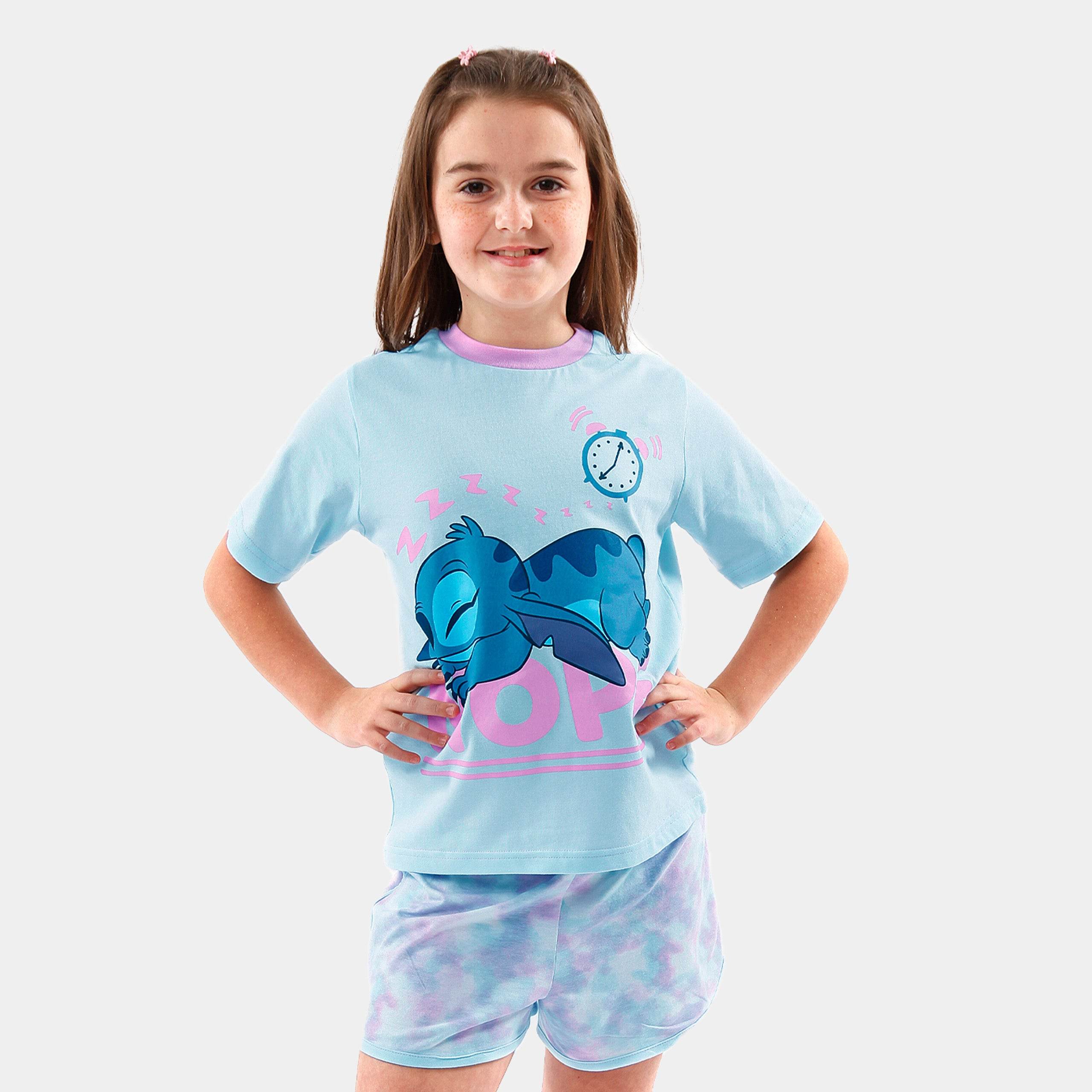 Stitch Girls Short PJs | 100% Cotton | Tie Dye | Disney Lilo Pyjamas ...