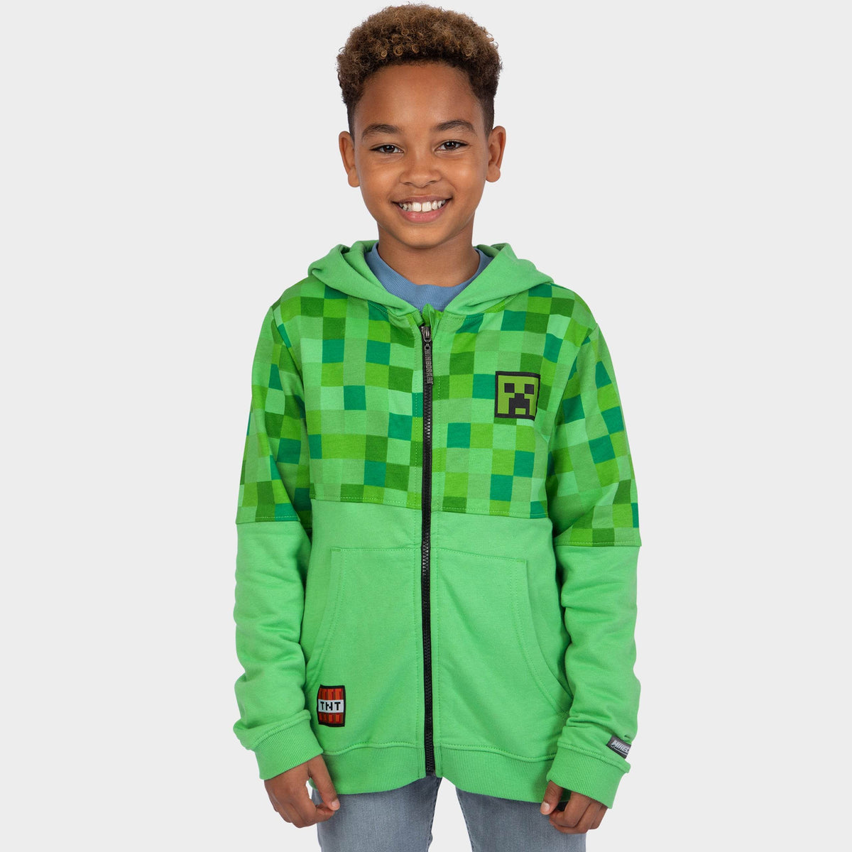 Minecraft Jungen Hoodie | Grüner Creeper Zip-Up Pullover | 100 % Baumw ...