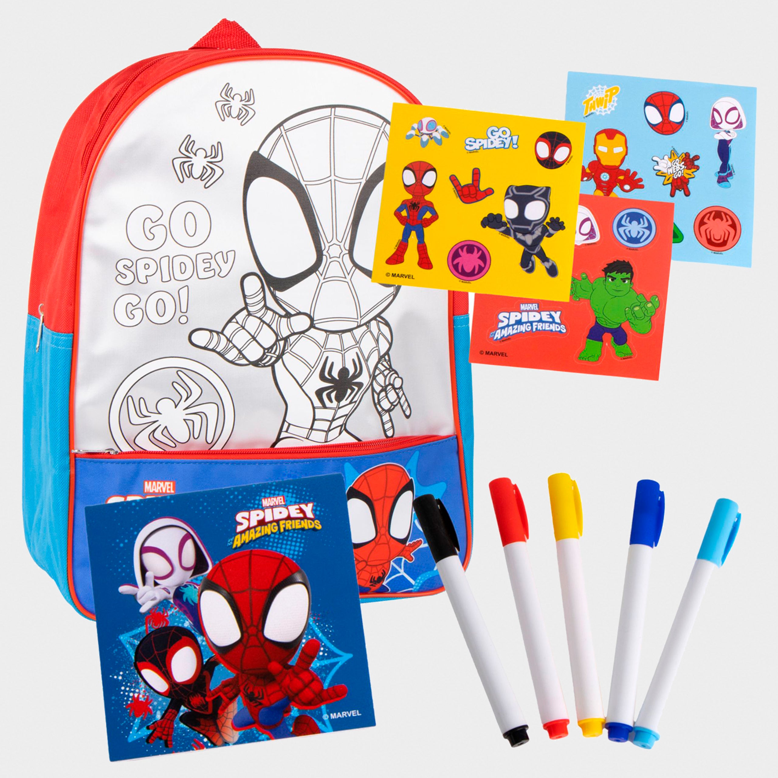 Spidey And Friends Colour In Backpack Set | Marvel School Bag ...