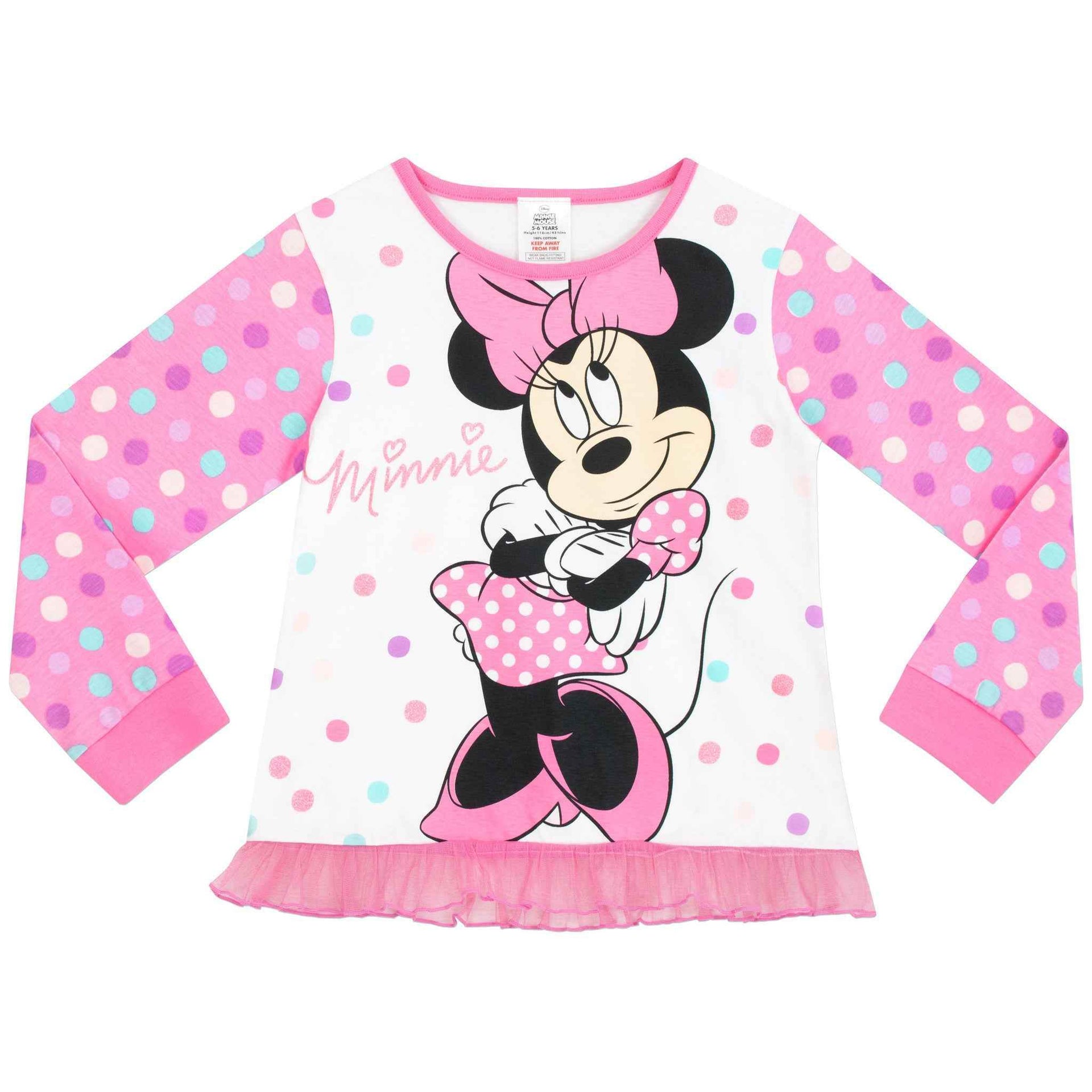 Disney Minnie Mouse Girls Pyjamas | 100% Cotton | Pink/White Polka Dot ...