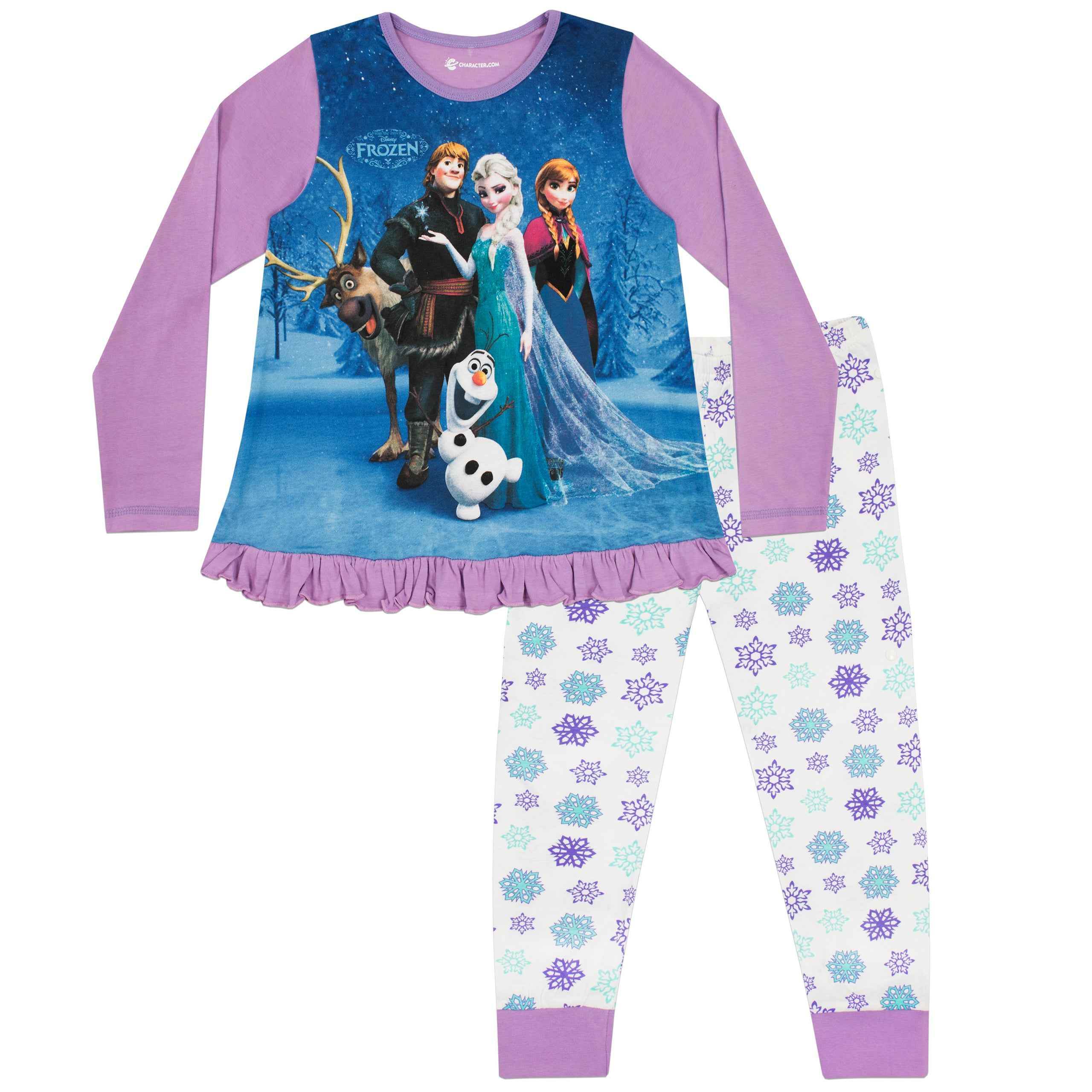 Disney Frozen Girls Pyjamas | Anna & Elsa PJs | 100% Cotton | Purple ...
