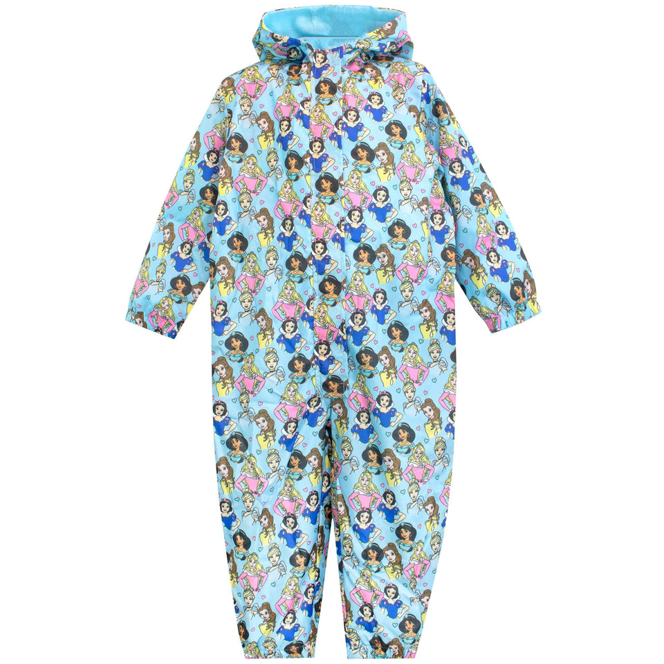 Disney Princess Girls Puddlesuit | Soft Fleece Inside | Blue ...