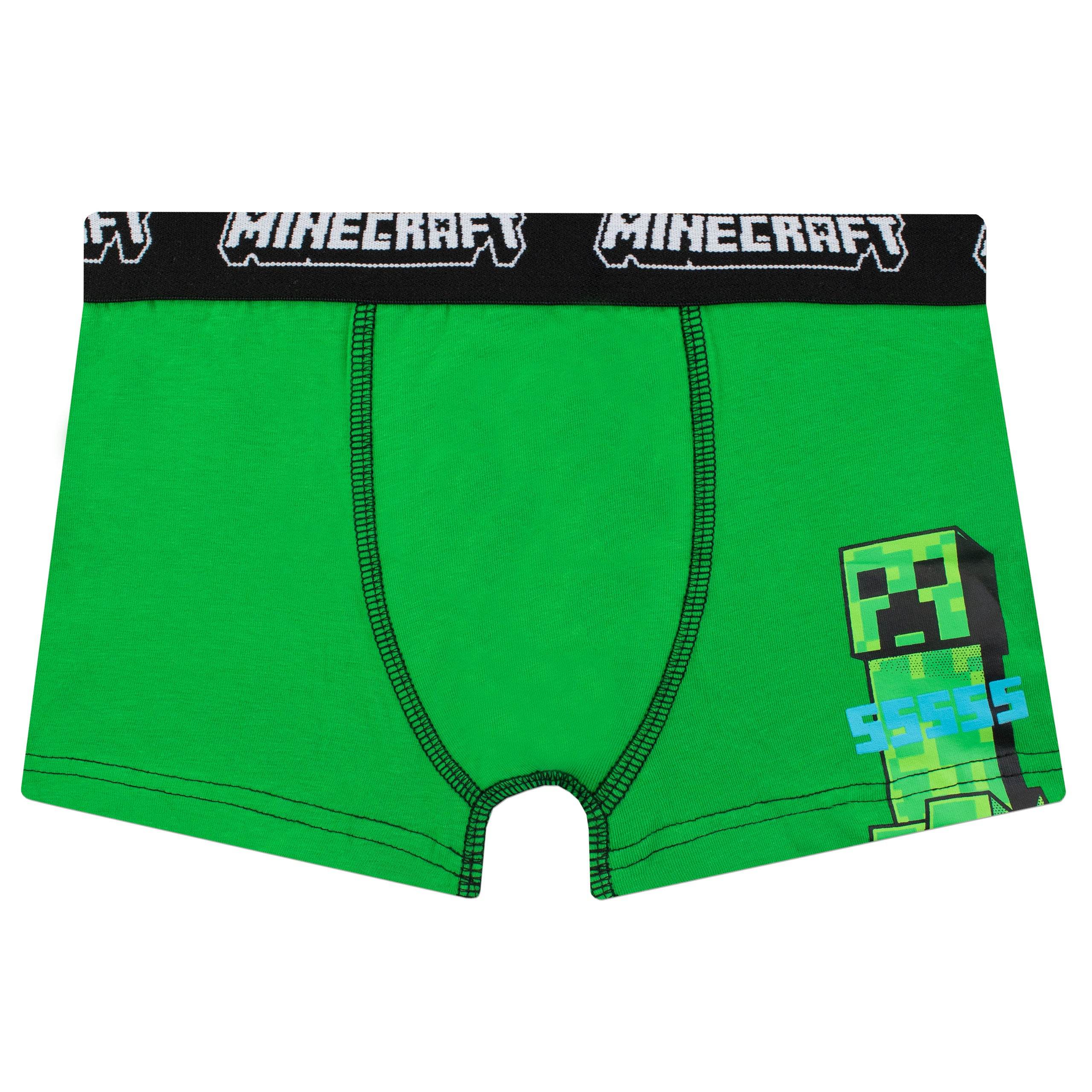 Minecraft Boys Underwear | 3 Pack | Cotton | Green/Black – Character.com