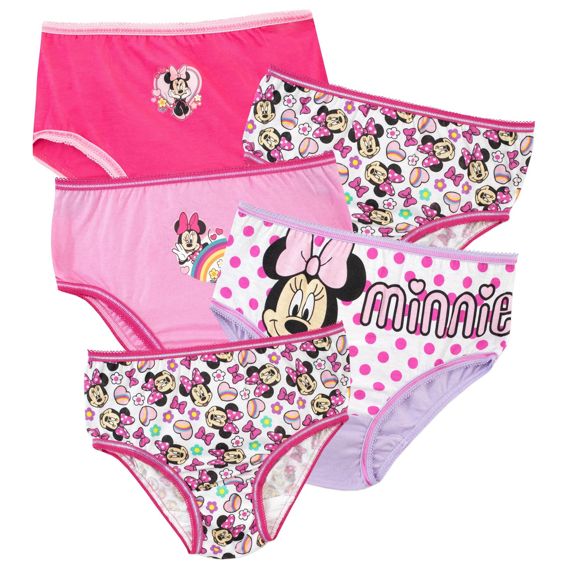 Minnie Mouse Girls Underwear 5 Pack | 100% Cotton | Pink/White ...